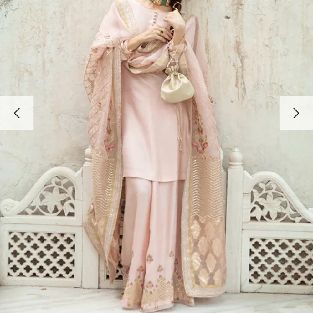 Kurtas | Brand New Faiza Saqlain Pastel Pink Pakistani Suit With Gold ...
